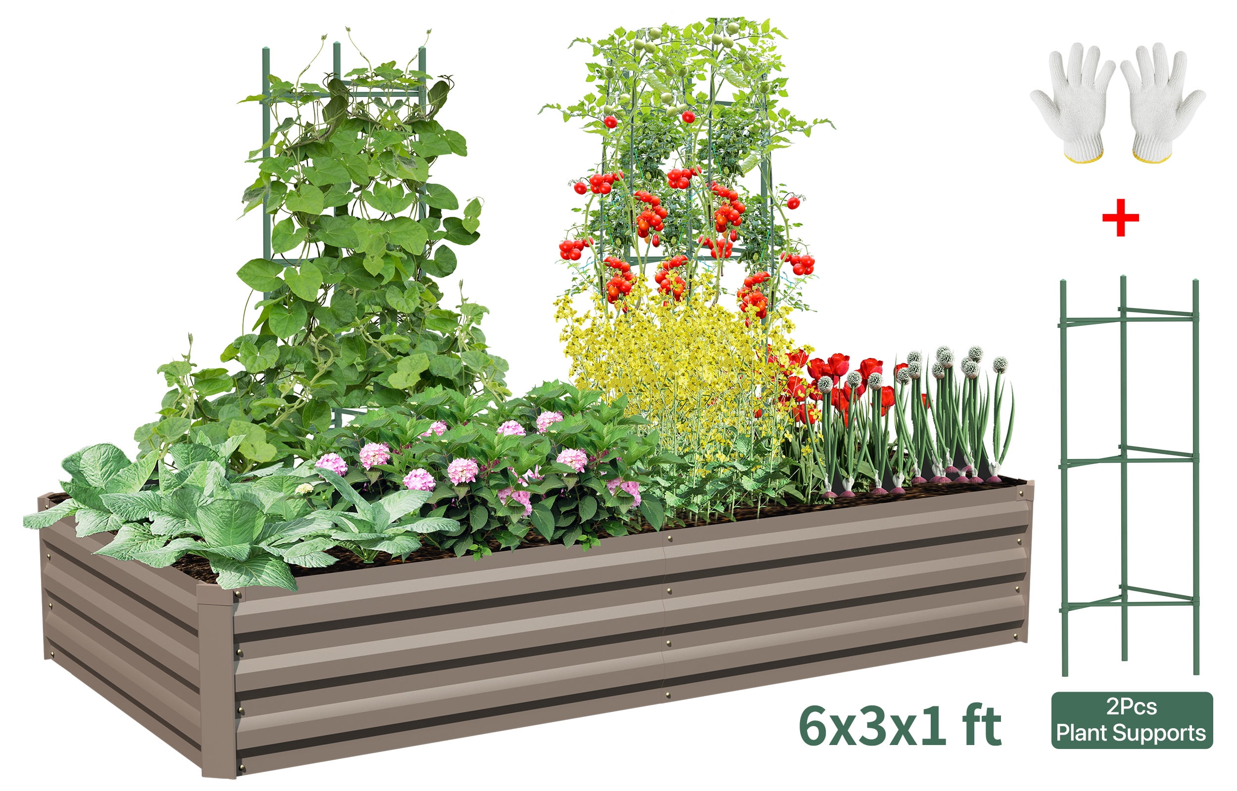 Galvanized Raised Deep Garden Bed 6x3x1 ft Steel Rust-Resistant Planter ...