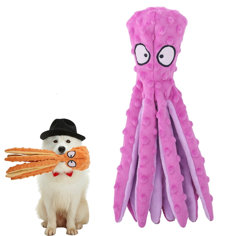 Feelers Octopus Squeaky Dog Chew Toys - Durable Plush Toy with Crinkle ...