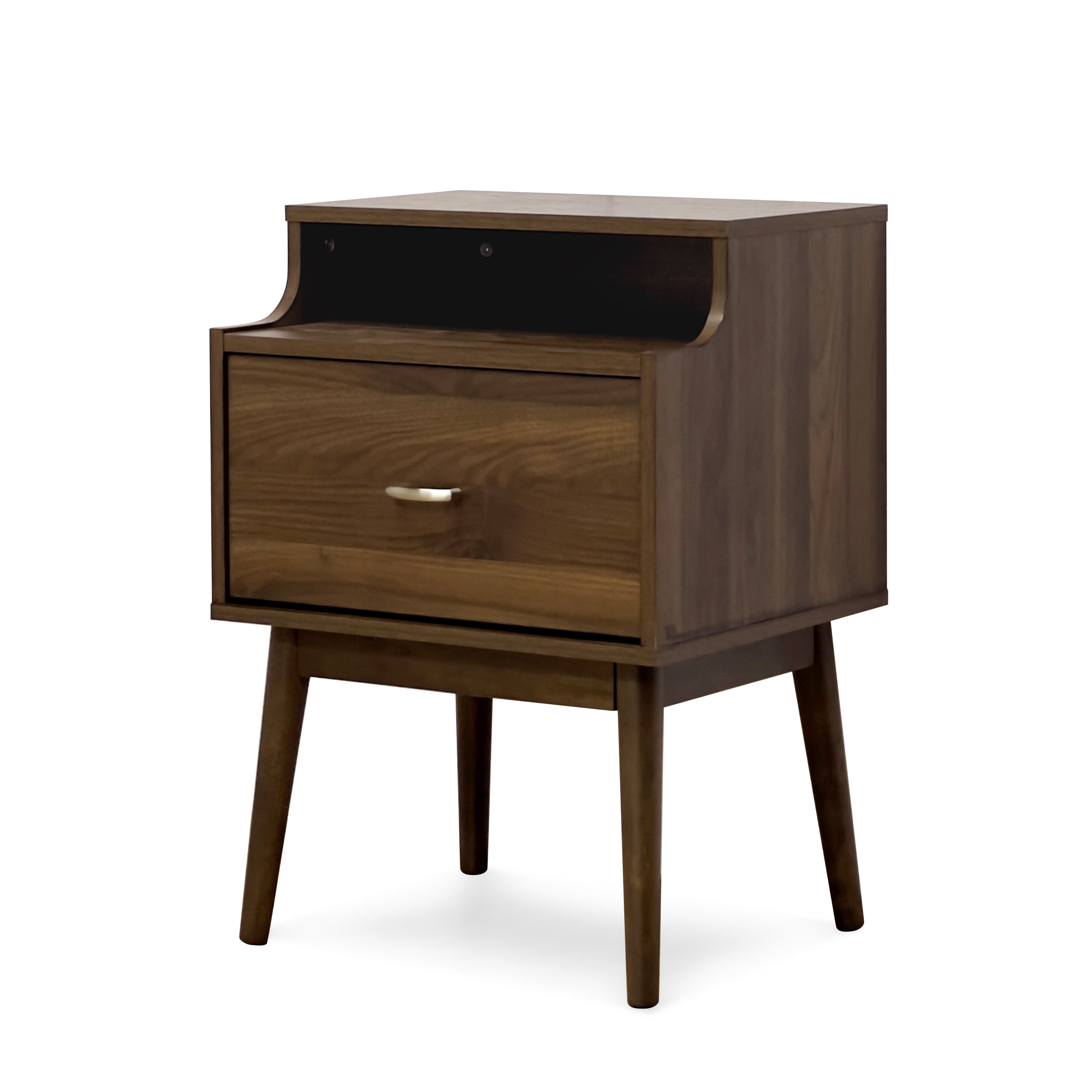 GDF Studio Wilbur Mid Century Modern Wooden Nightstand, Columbia Walnut ...