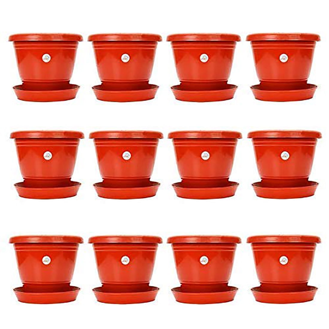 Kraft Seeds Plastic Flower Pot with Bottom Trays - Pack of 12 (Red, 8 ...