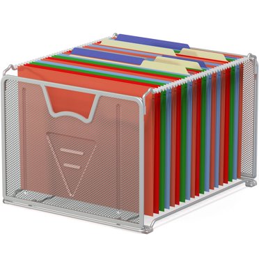MyOfficeInnovations 3 Compartment Wire Mesh File Organizer Matte Black ...