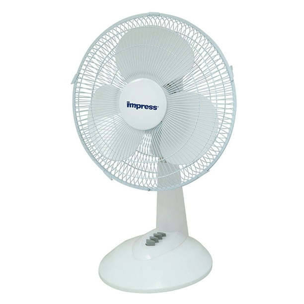 Impress 12 inch 3 Speed Oscillating Table Fan- White - Walmart.com ...