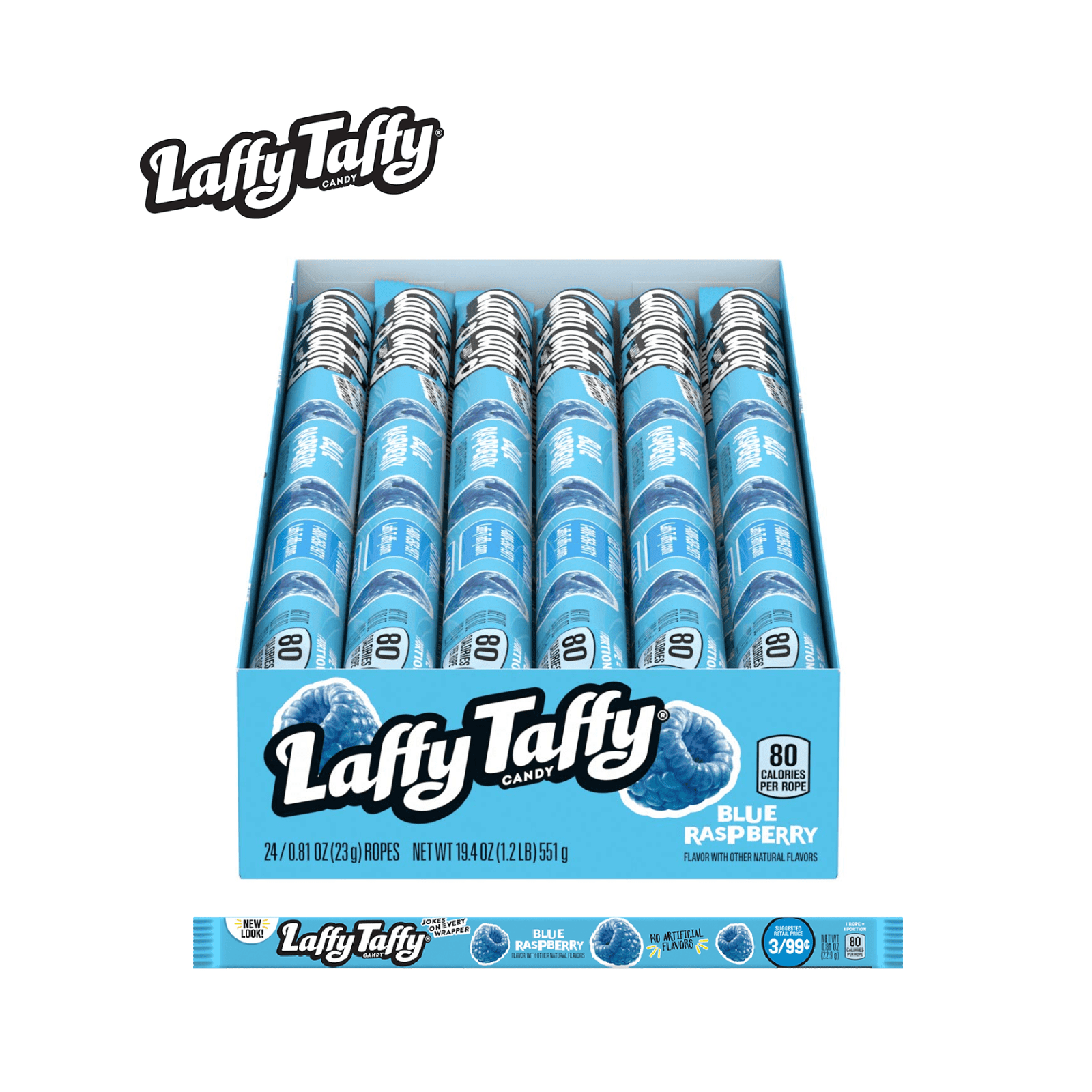 Laffy Taffy Candy Ropes, BLUE RASPBERRY Flavor, 0.81 oz (24 Count ...