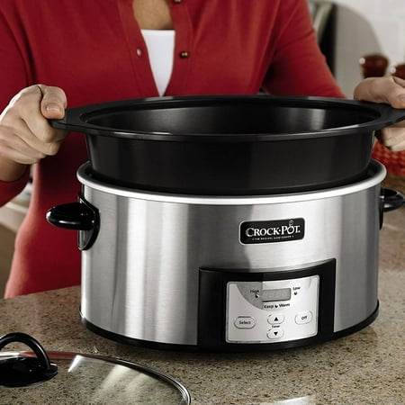 Crock Pot 6 Quart Stainless Steel Programmable Oval Slow Cooker w ...