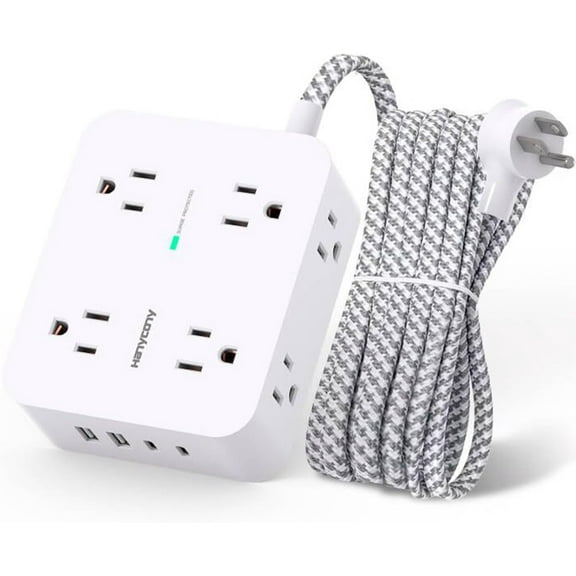 Merkury Innovations 3.1A USB Wall Charger 6-Outlet Extender with 2 USB ...