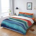 Abstract Rainbow Wave Marble Texture California King Size Bed Set ...