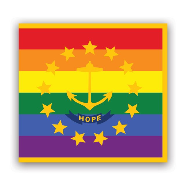 Rainbow Rhode Island Gay Pride Flag Sticker Decal Self Adhesive Vinyl