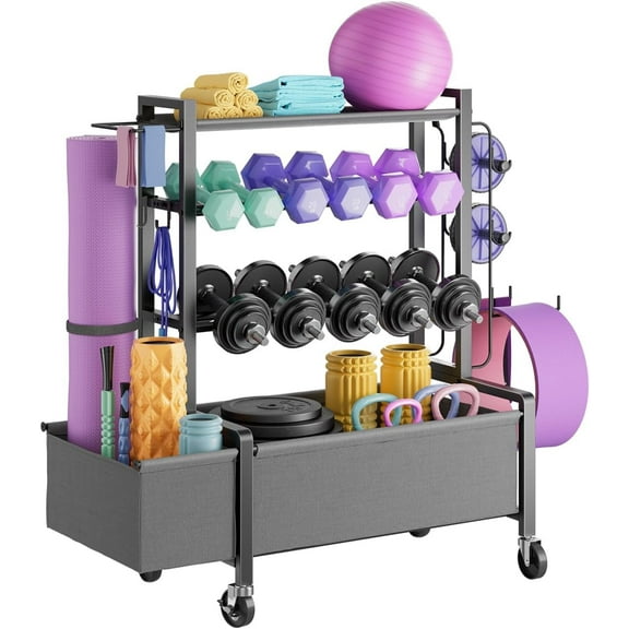 Dumbbell Rack, Adjustable Weight Rack for Home Gym Storage, All-in-One ...