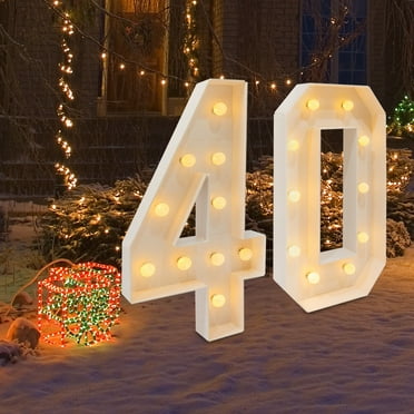 BESTKITTY 5FT Light Up Numbers4, Marquee Numbers for 40th 45th Birthday ...