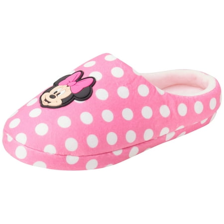 Disney Girls' Minnie Mouse Slippers - Plush Fuzzy Slippers, Non-Skid ...