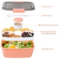 Loobuu 68 oz Salad Container Lunch Container, 3-Compartment Salad Bowl ...