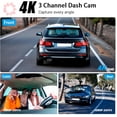 4K 3 Dash Cam, 5GHz WiFi Built-in GPS with 64GB Card, 4K+1K+1K Front ...