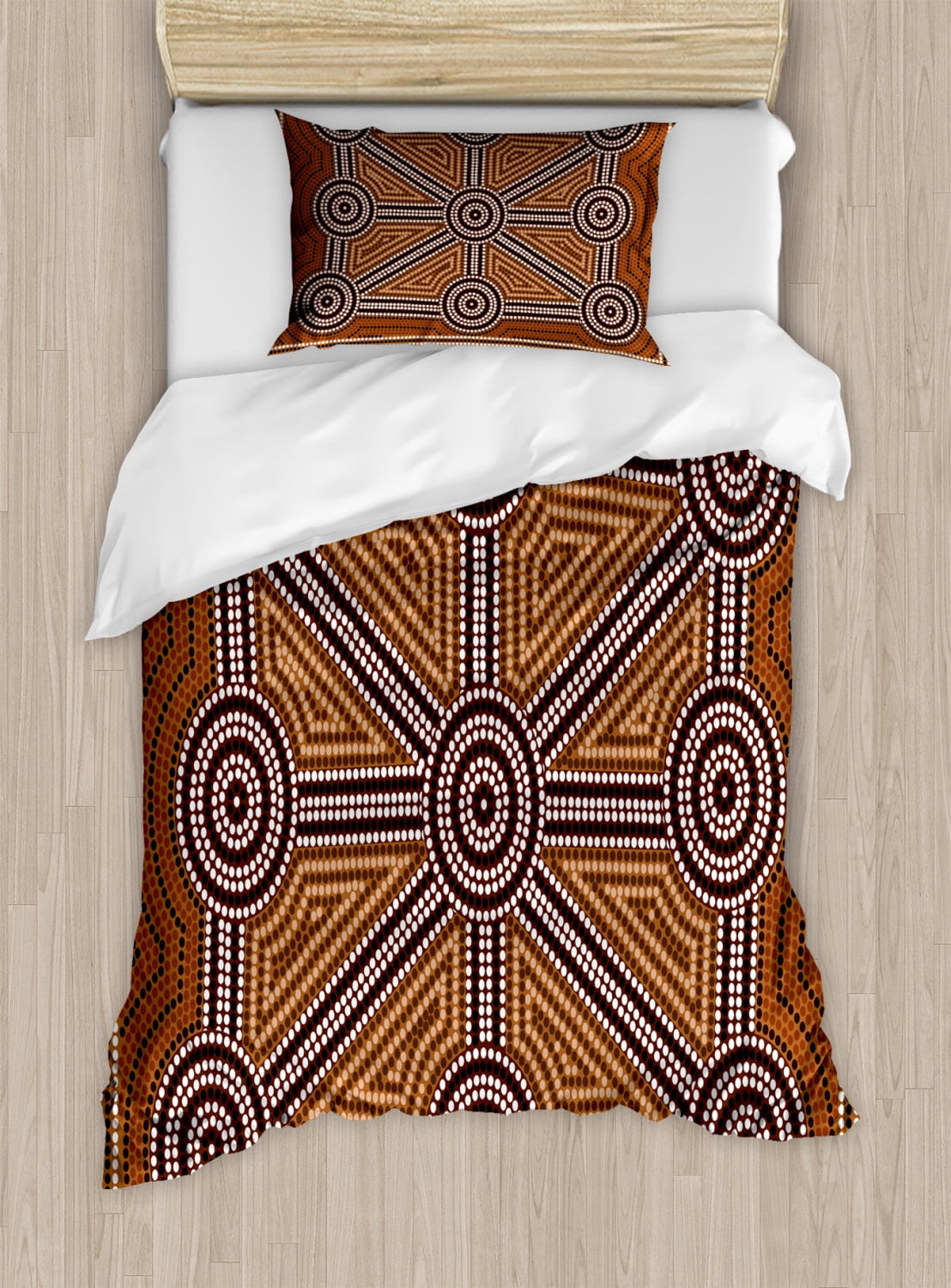 Tribal Duvet Cover Set Twin Size, Australian Aboriginal Style Earth ...