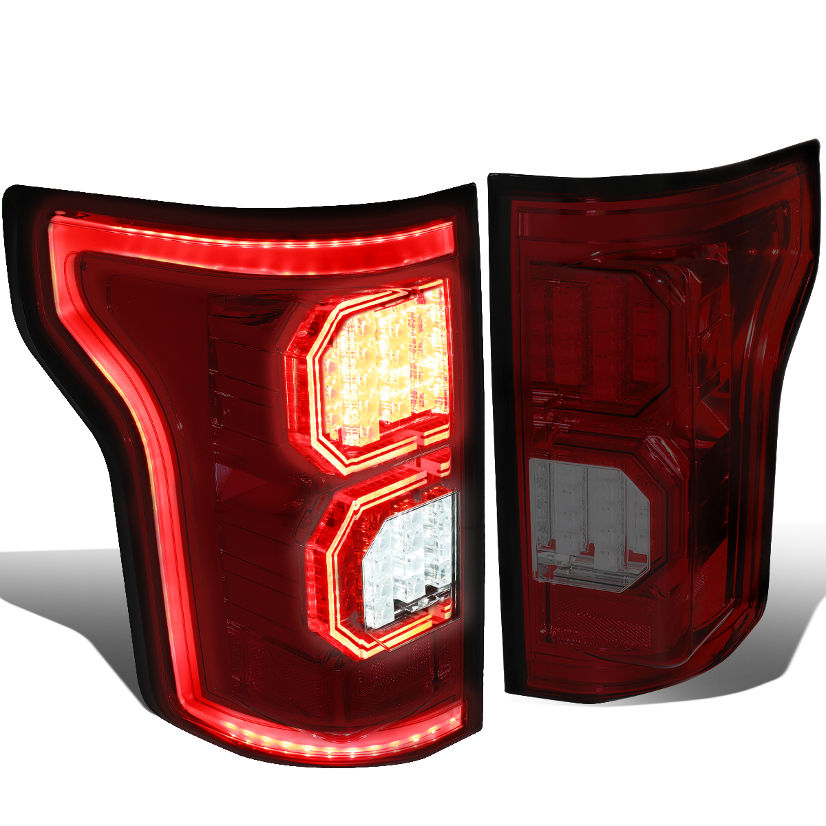 For 2015 to 2017 Ford F-150 3D LED Light Bar Tail Lights Lamp (Smoked ...