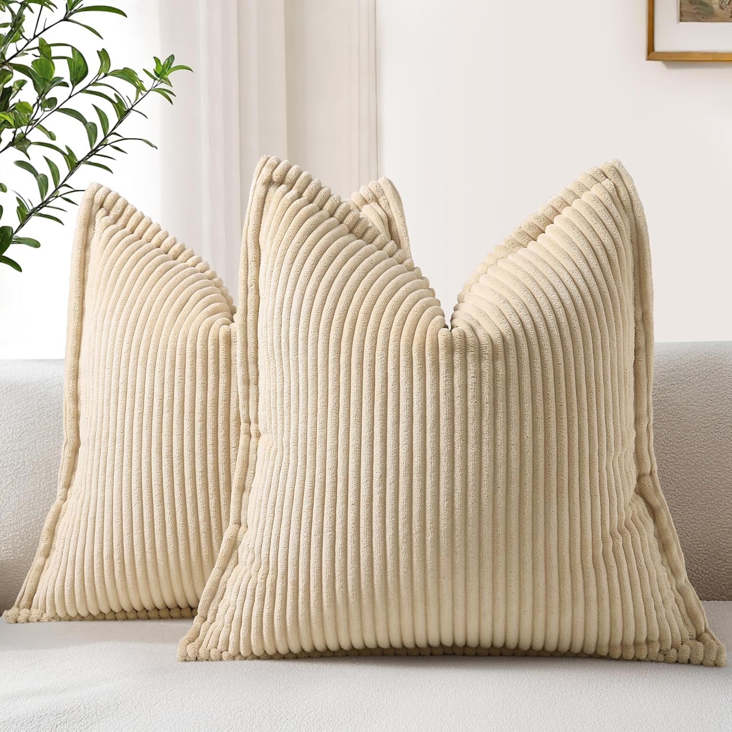 Click here for Unbranded Corduroy Beige Throw Pillow Covers 18x18... prices