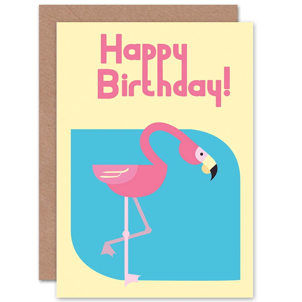 Happy Birthday Pink Flamingo Greetings Card Plus Envelope Blank inside - Walmart.com