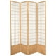 Oriental Furniture 7 Ft Tall Window Pane Shoji Screen, 4 panel, natural ...
