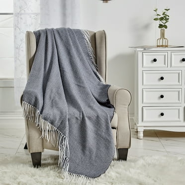 Wavy Pattern Decorative Knit Throw Blanket with Tassels, 50" x 60 ...