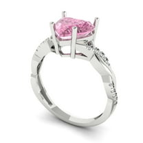 2.1ct heart cut pink Zircon 14k white gold Bridal Wedding Engagement ...
