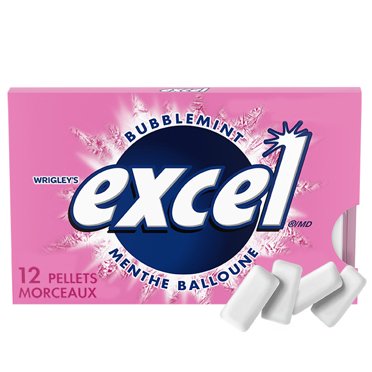 EXCEL, Peppermint Flavoured Sugar Free Chewing Gum, 12 Pieces, 1 Pack ...