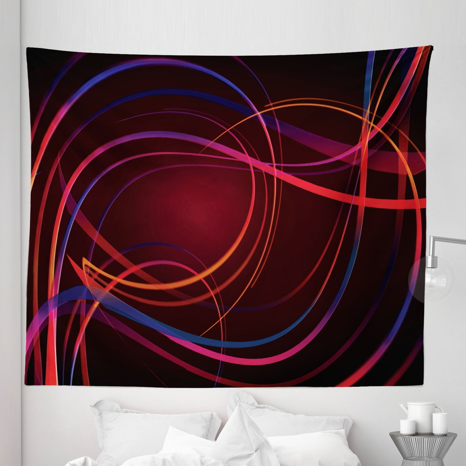 Abstract Tapestry, Swirly Rainbow Stripes Geometric Artwork Futuristic ...