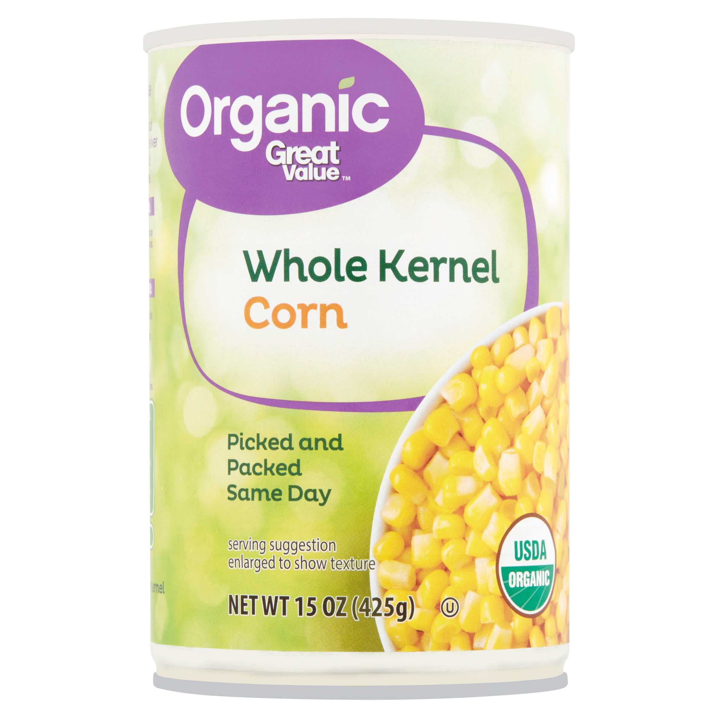 Great Value Organic Whole Kernel Corn, 15 oz Can - Walmart.com