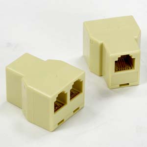 ACCL RJ12 1Jack/2Jack T adapter, Straight Beige, 3 Pack - Walmart.com