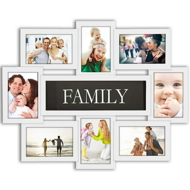 Melannco 19 by 17-inch Frame 8 Opening Collage with Pin Board, White ...