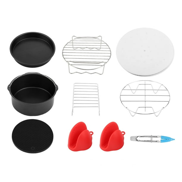 7inch 9Pcs/set Air Fryer Accessories Kit Cake Barrel Pizza Pan Skewer ...