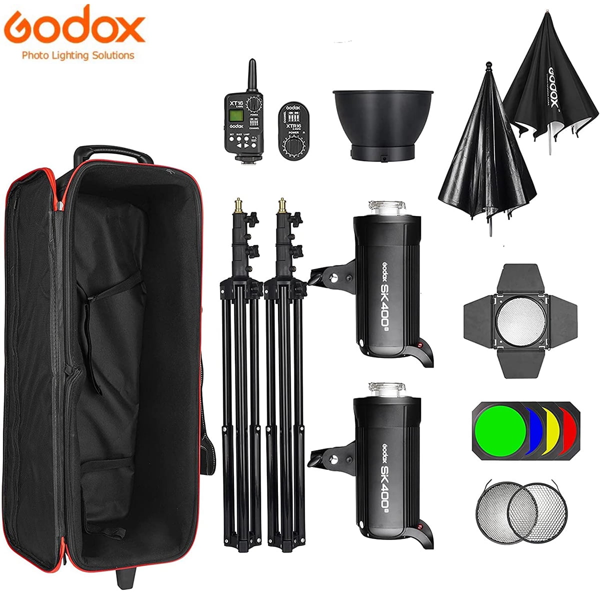 Godox Pro SK400II Studio Kit W/ 2X Strobe Flash, 2m Stand, Softbox ...