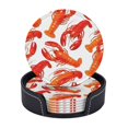 6-Piece Set Of Round Coasters Water-Resistant Leather Double-Sided Non ...