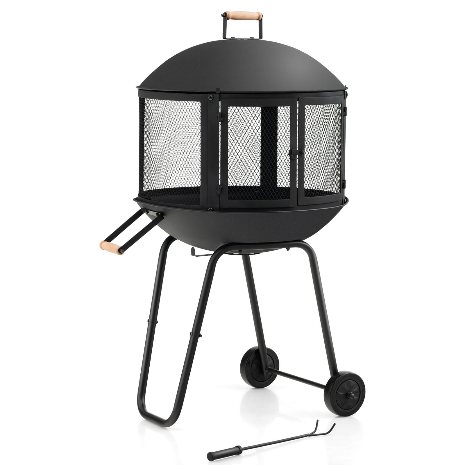 Click here for Patiojoy Portable Fire Pit With Wheels 28 Inch Woo... prices