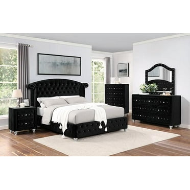 Antique Tobacco Oak Solid Wood Queen Bedroom Set 5pcs FOA CM7738-Q Bellagrand - Walmart.com