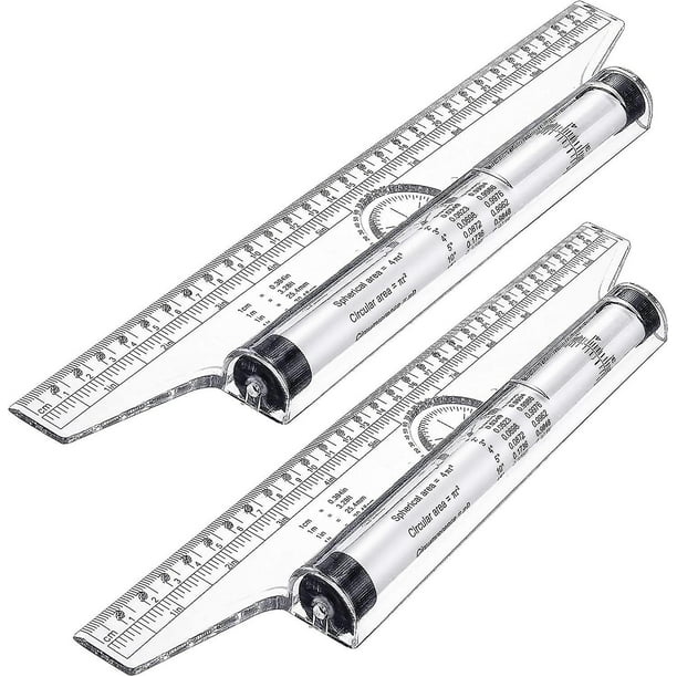 2 Pieces Plastic Measuring Rolling Ruler, Drawing Roller Ruler ...