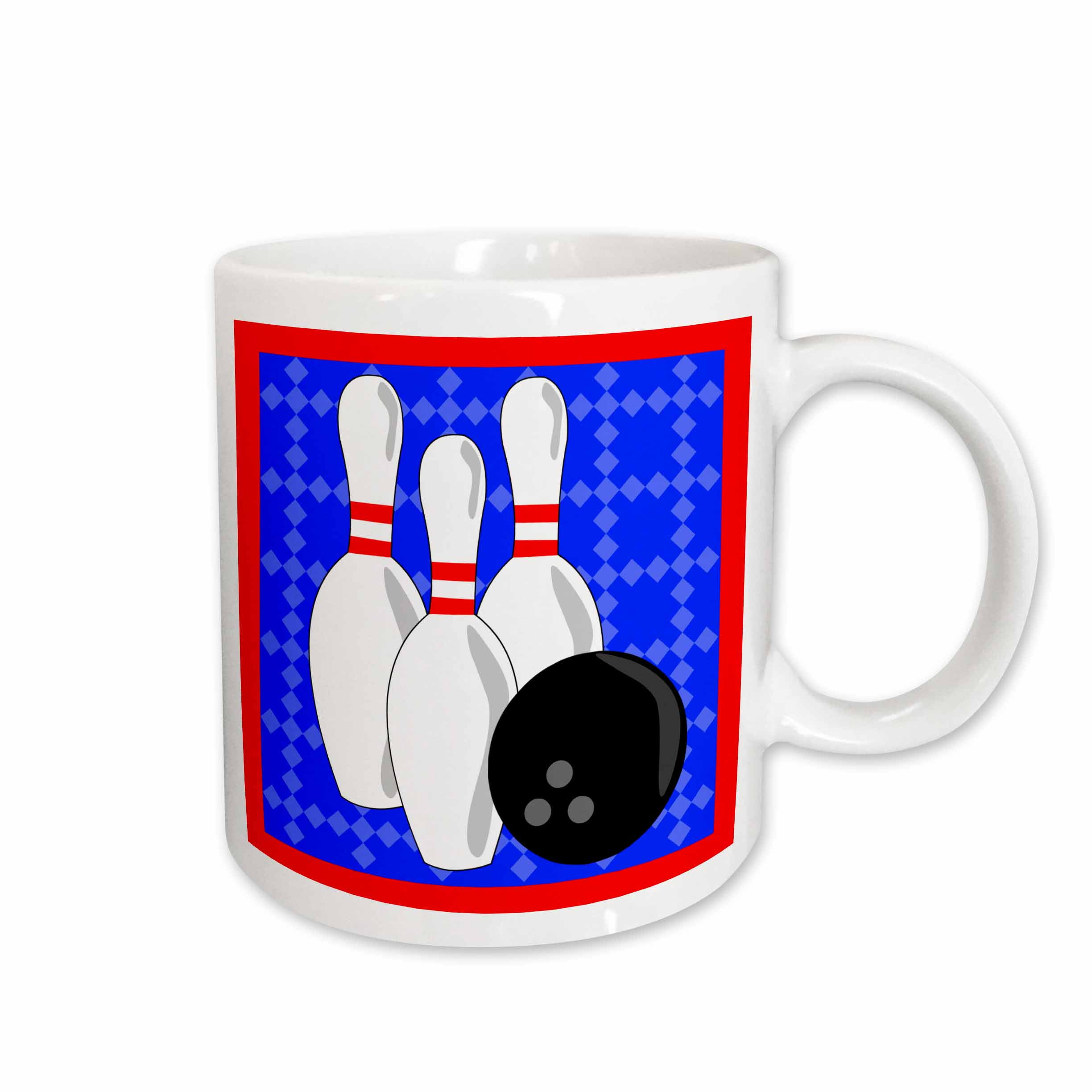 3dRose Blue and Red - Bowling Pins and Ball, Ceramic Mug, 11-ounce ...