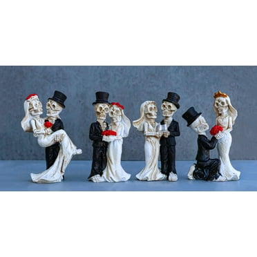 Love Never Dies Wedding Bride And Groom Skeleton Couple In Dancing Pose Figurine - Walmart.com