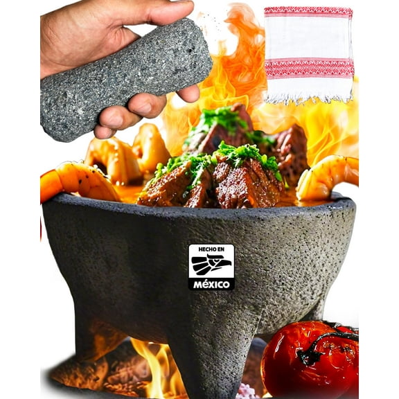 "Made in Mexico Genuine Volcanic Lava Rock Guacamole Salsa Maker - 7 ...