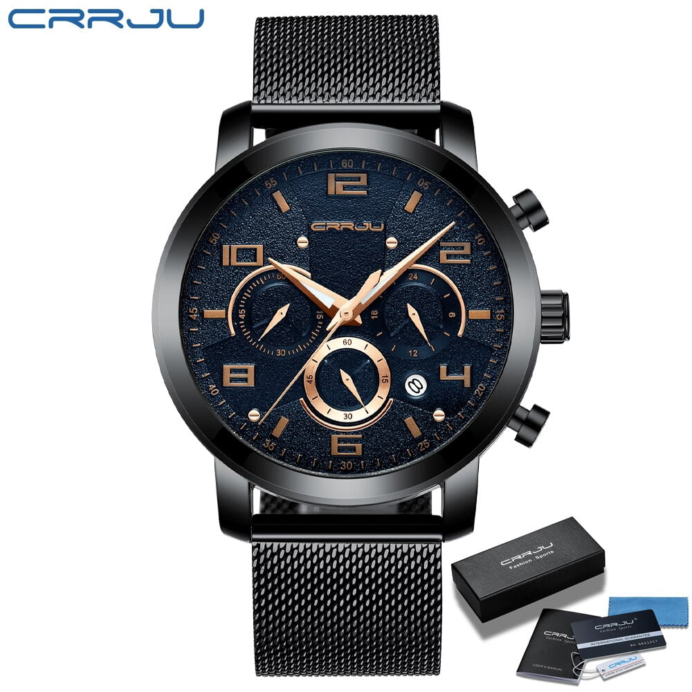 Relogio Masculino Mens Watches Chronograph Stainless Steel Waterproof ...