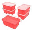 Storex Large Storage and Filing Crate with Comfort Handles, Red/White ...