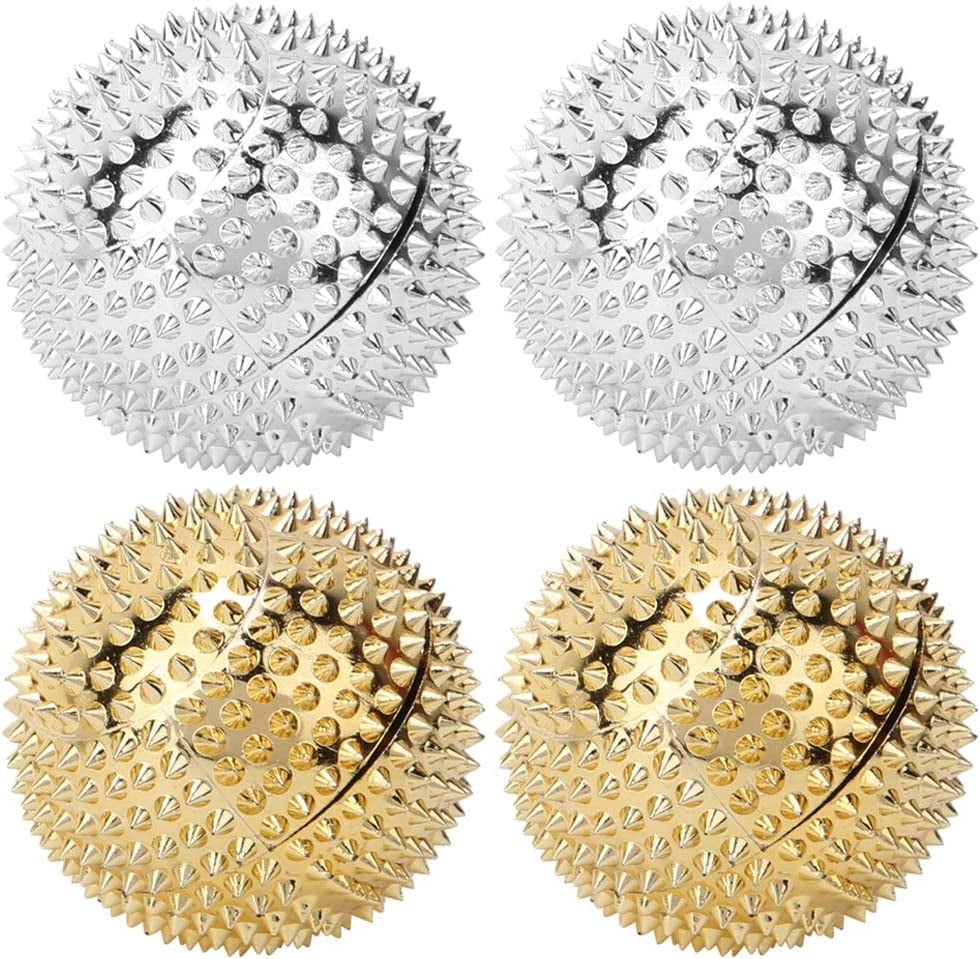 2 Pairs Gold Metal Magnetic Hand Palm, Spike Magnetic Hand Massage Ball ...