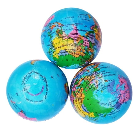 3Pcs Squeezable Sponge Ball World Maps Earth Bouncing Balls for School ...