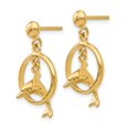14k Yellow Gold Dolphin Dangle Earrings for Women with Hoop Design ...