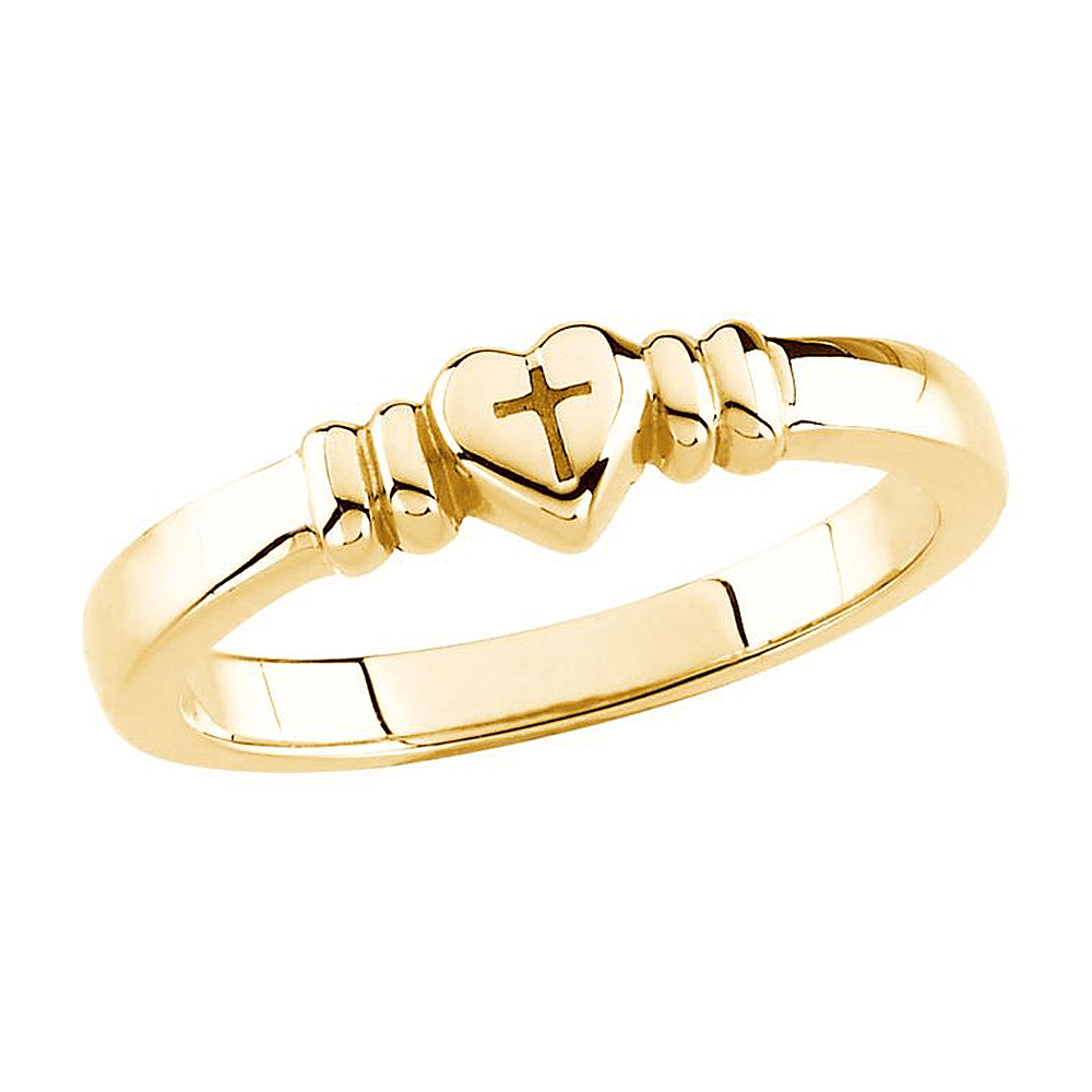GEMaffair - 14K Yellow Gold Cross in Heart Purity Ring - Walmart.com ...
