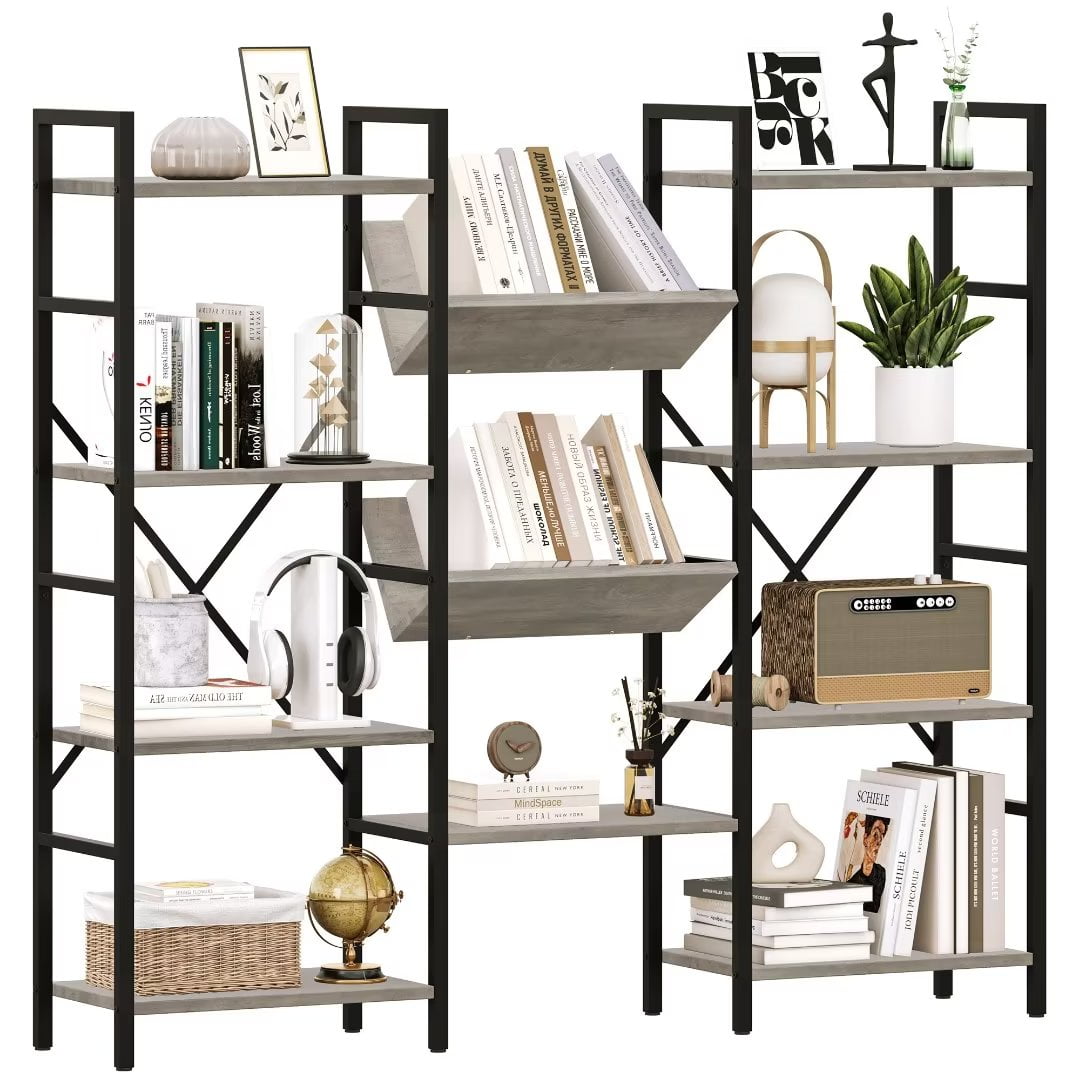 Bookcase with Open Display Shelves 4 Tier Bookshelf with 11 Open ...
