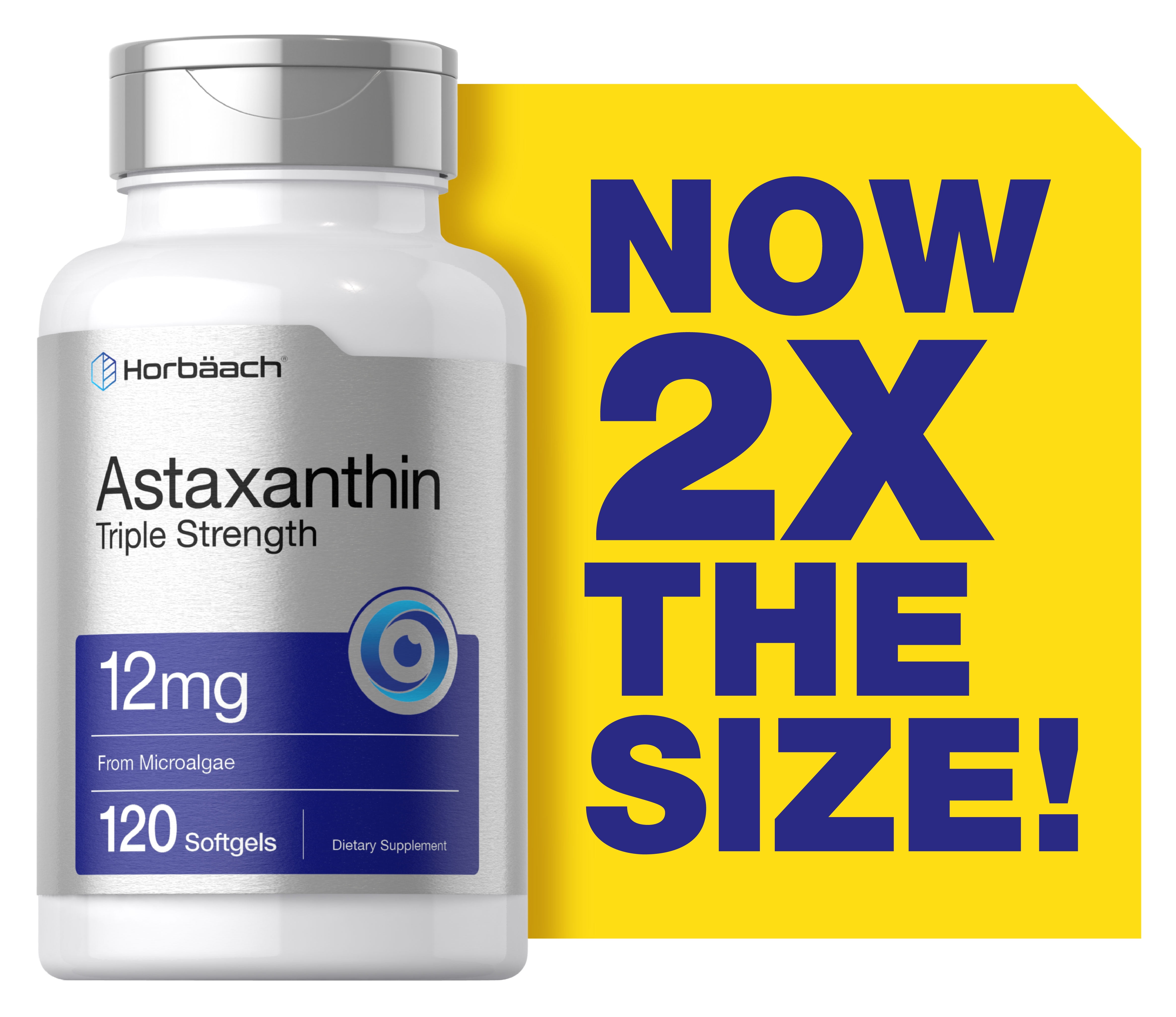 Triple Strength Astaxanthin 12mg Softgels | 120 Count | by Horbaach ...
