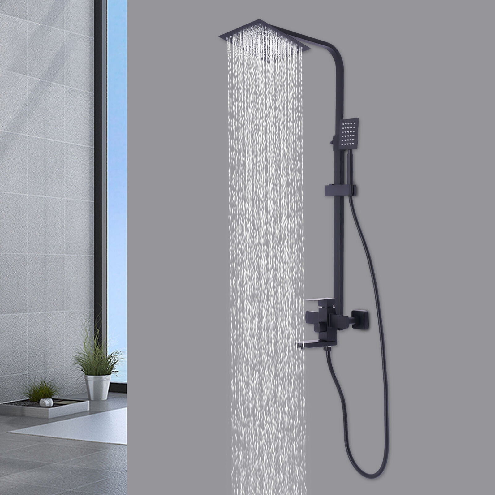 Shower Faucet Set System Rainfall Shower Head Handle Combo Kit Wall ...