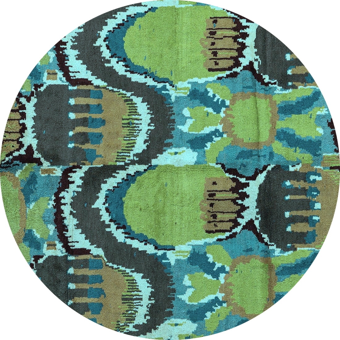 Ahgly Company Indoor Round Abstract Light Blue Modern Area Rugs, 6 ...
