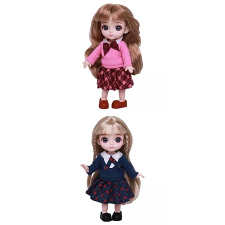 2x Doll Flexibility Abundant Hair 13 Movable Joints for Simulation ...