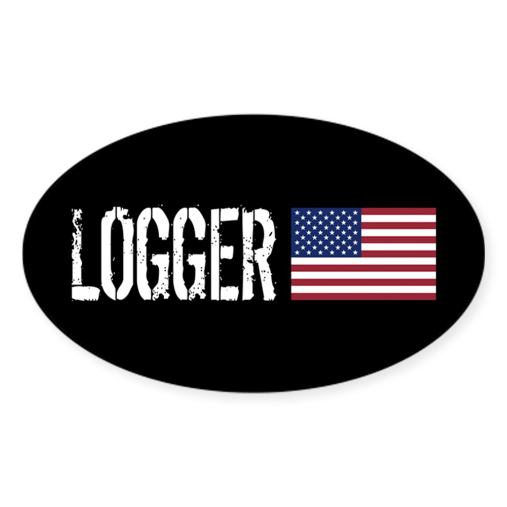 CafePress - Logger: Logger & American Flag - Sticker (Oval) - Walmart.com