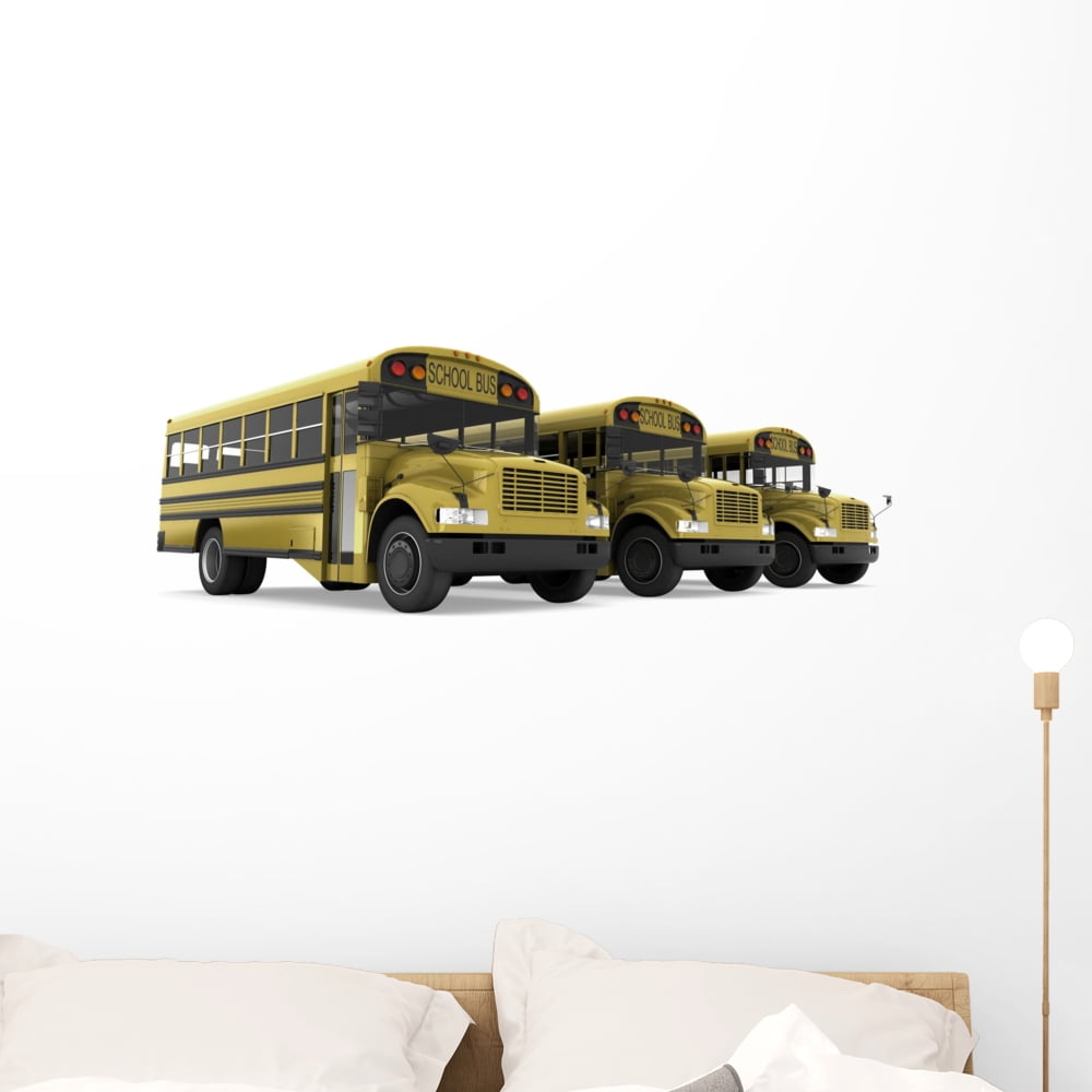 School Buses Wall Decal by Wallmonkeys Peel and Stick Graphic (36 in W ...